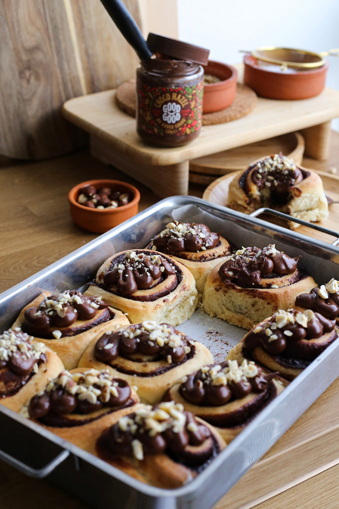 Choco Hazel Cinnamon Rolls with GOOD GOOD Choco Hazel Spread