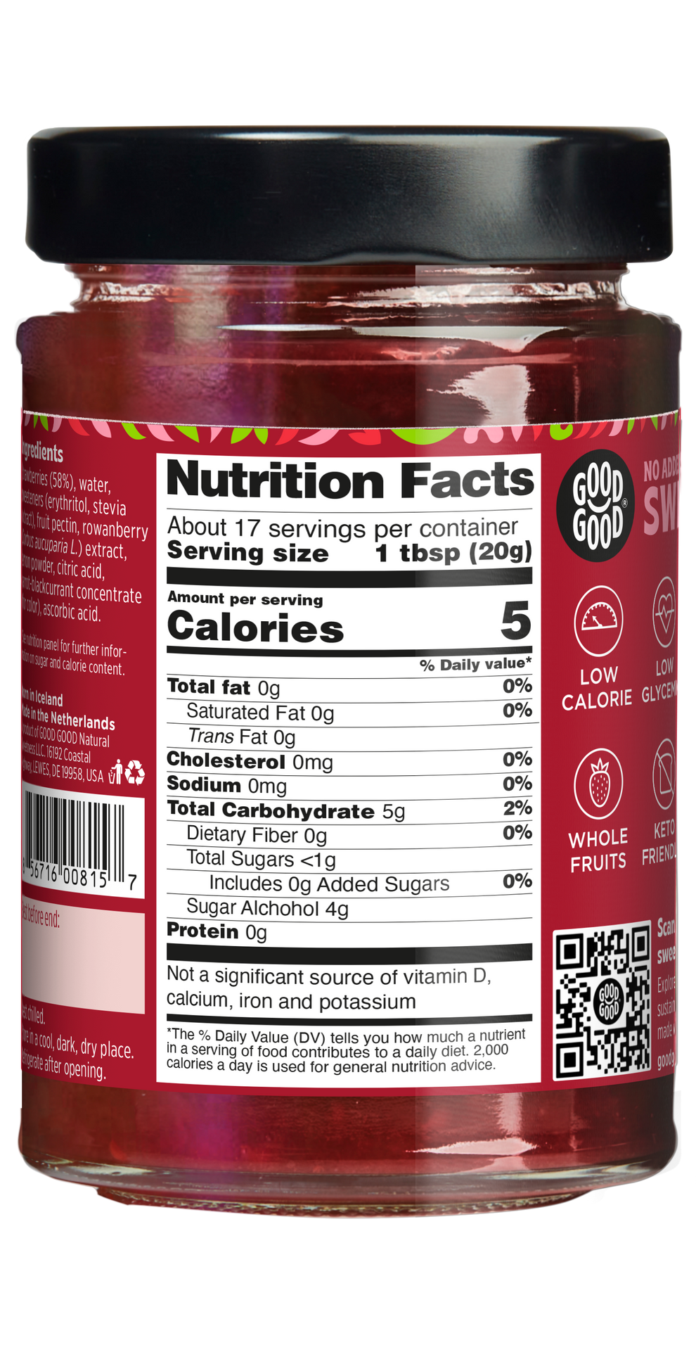 GOOD GOOD® - Strawberry Jam (12oz) - No Added Sugar